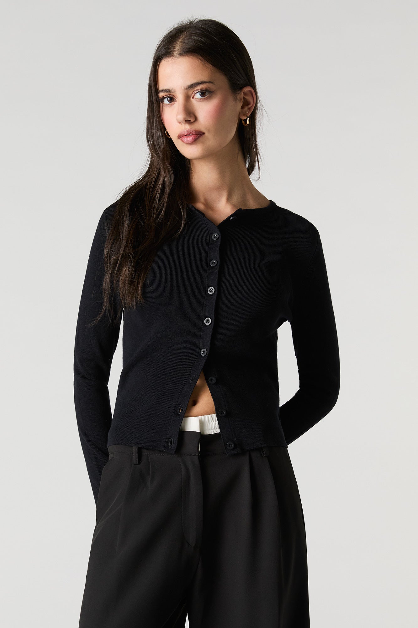 Ribbed Knit Button-Up Cardigan Sweater – Urban Planet