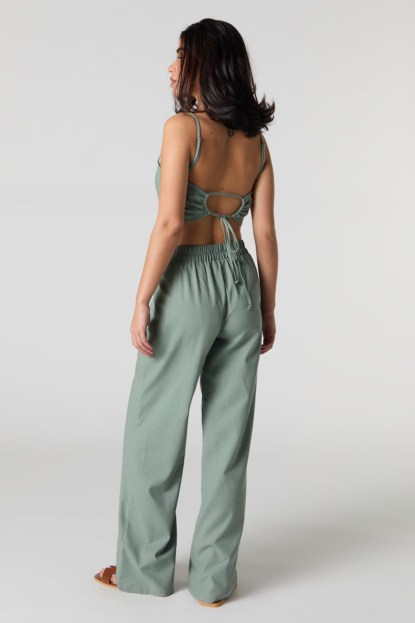 Pantalon plissé à jambe large en lin – Urban Planet